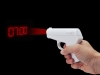 Japanese pistol alarm clock projects digital time on walls - Home Crux