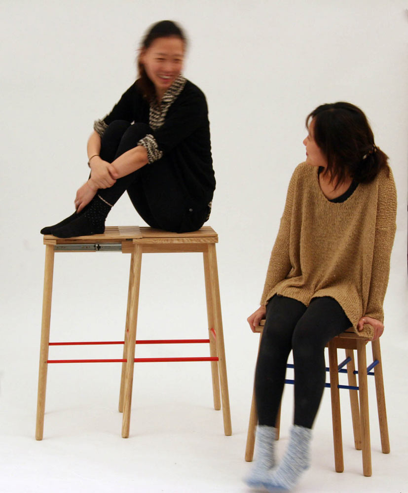 Room for Two: A Simple Stool That Snaps to Seat Two People