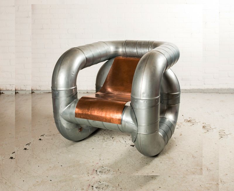 Spanish designer’s upcycled chair made from industrial pipes